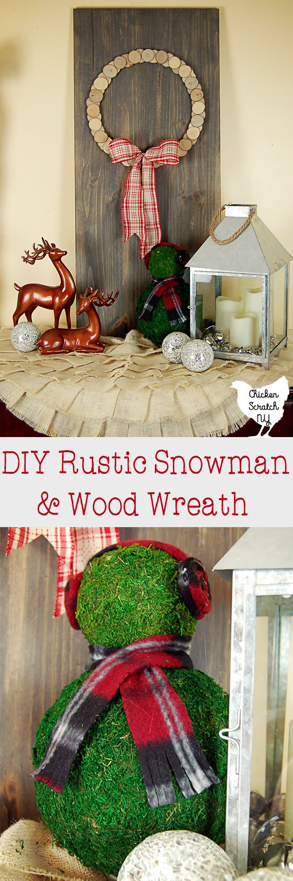 DIY Rustic Snowman & Wreath Christmas Display